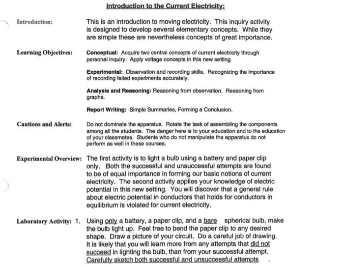 Introduction to the Current Electricity: | Chegg.com