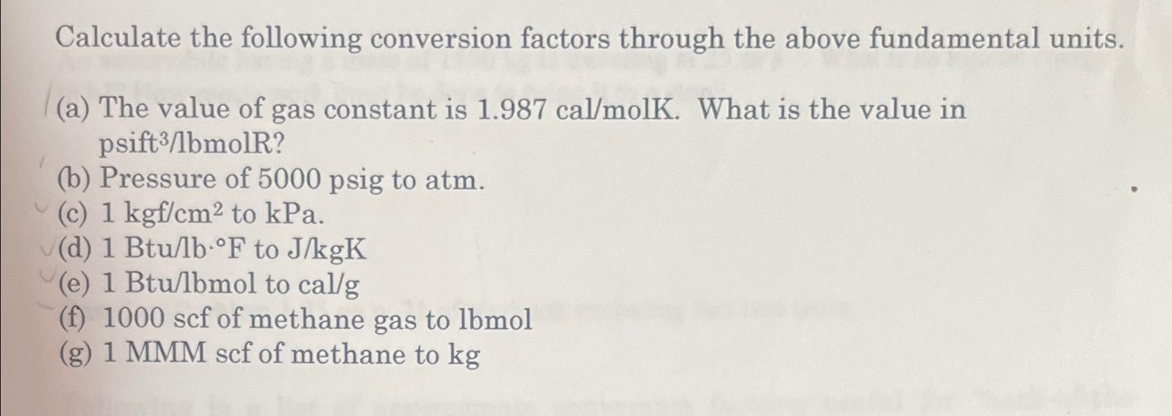 Solved Calculate the following conversion factors through | Chegg.com