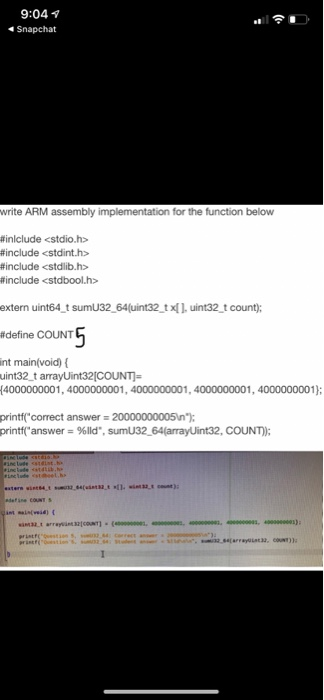 Solved Write Arm Assembly For The Function Below Armv7 In A 