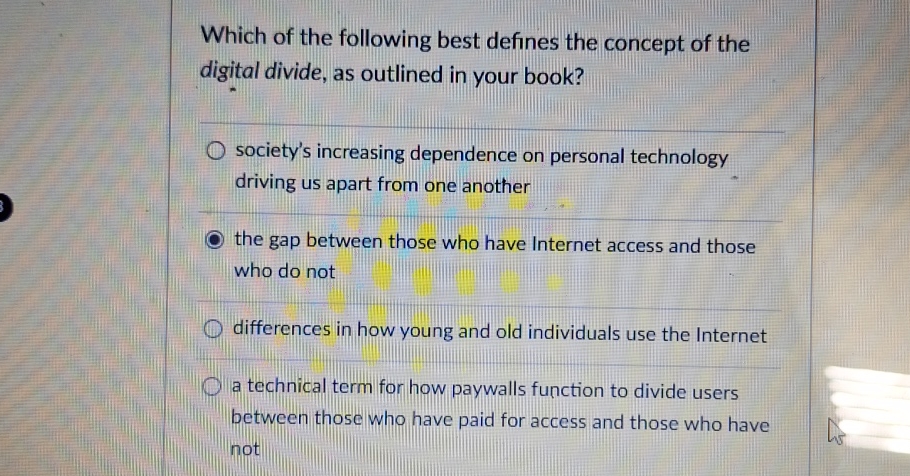 Solved Which of the following best defines the concept of | Chegg.com