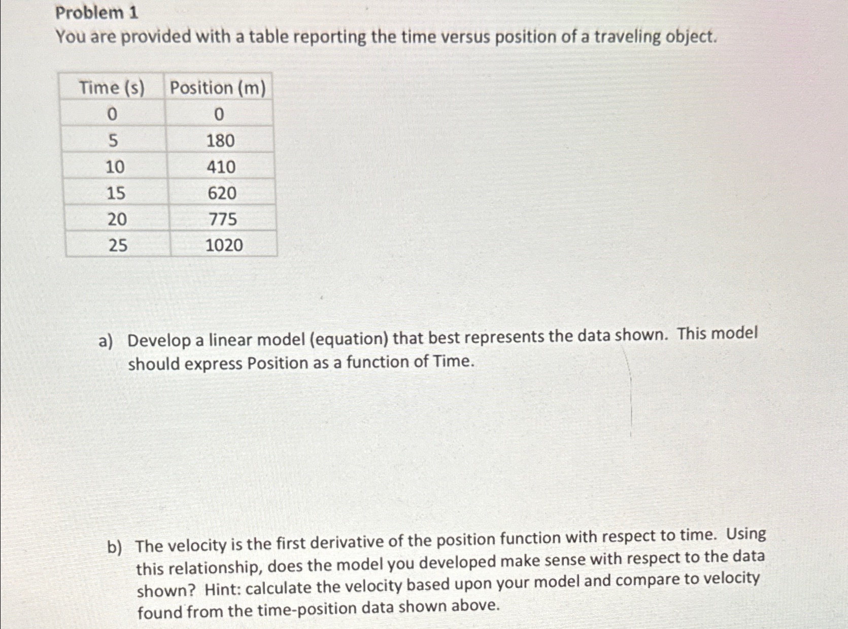 Solved Problem 1You are provided with a table reporting the | Chegg.com