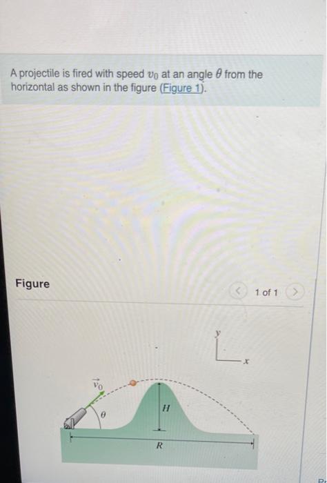 Solved A projectile is fired with speed v0 at an angle θ | Chegg.com