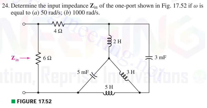 Solved Determine the input impedance Zin of ﻿the one-port | Chegg.com