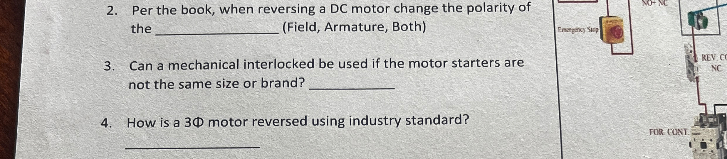 Solved Per the book, when reversing a DC motor change the | Chegg.com