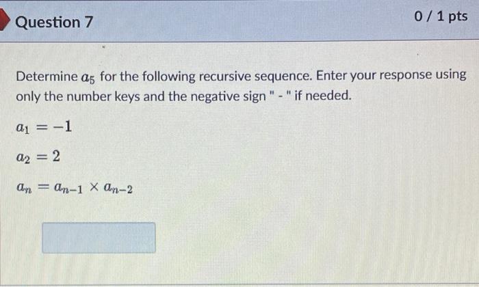 Solved Determine a5 for the following recursive sequence. | Chegg.com