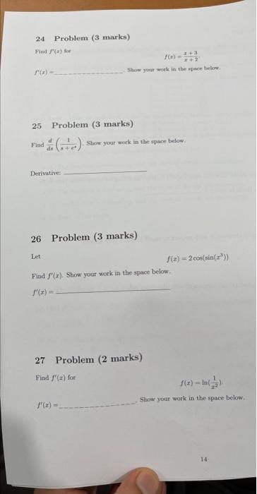Solved 24 Problem (3 marks) Find f(x) for f(x)=x+2x+3 f(x)= | Chegg.com