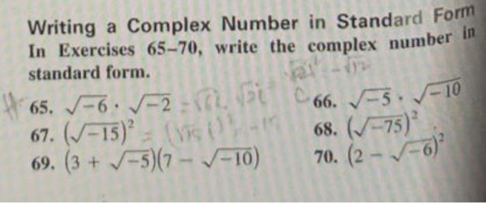 Solved Writing a Complex Number in Standard Form In | Chegg.com