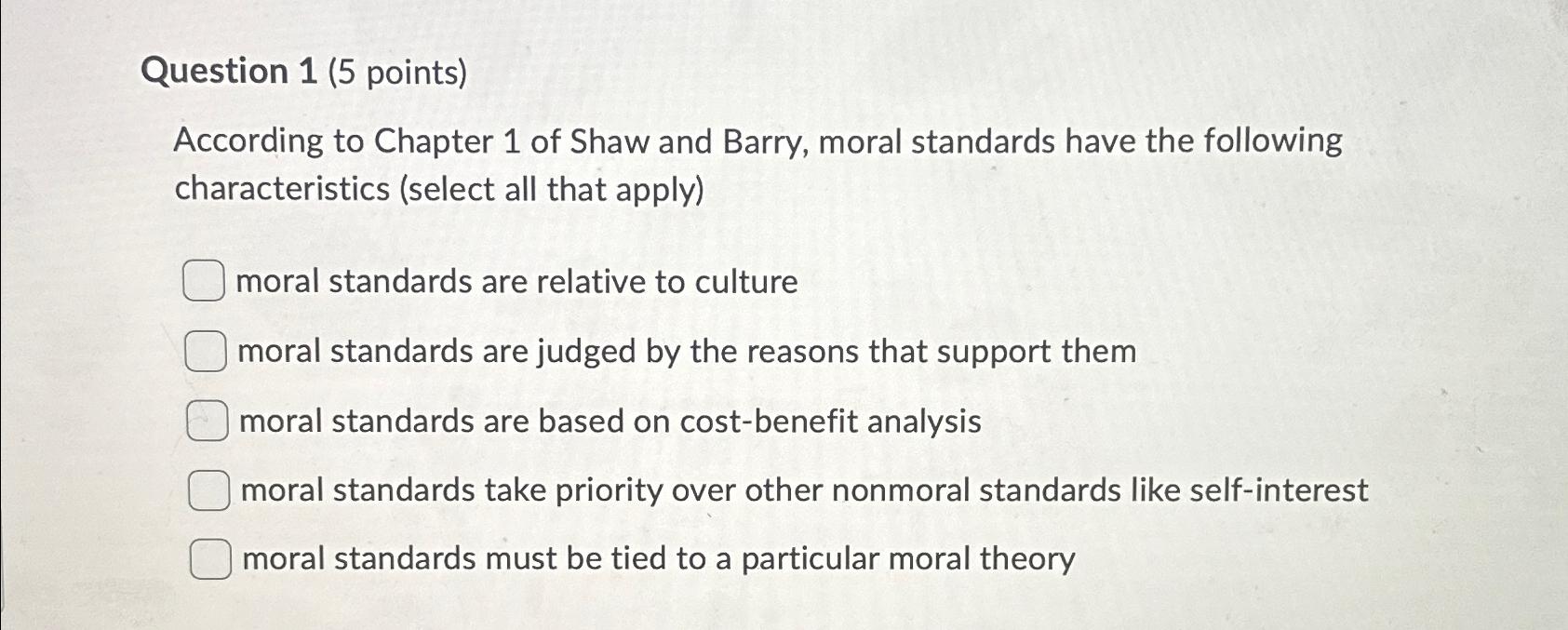 Solved Question 1 (5 ﻿points)According to Chapter 1 ﻿of Shaw | Chegg.com