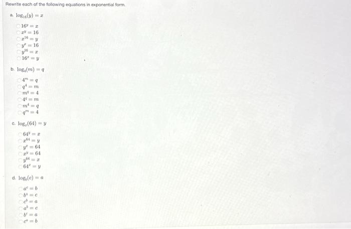 Solved Rewrite each of the following equations in | Chegg.com