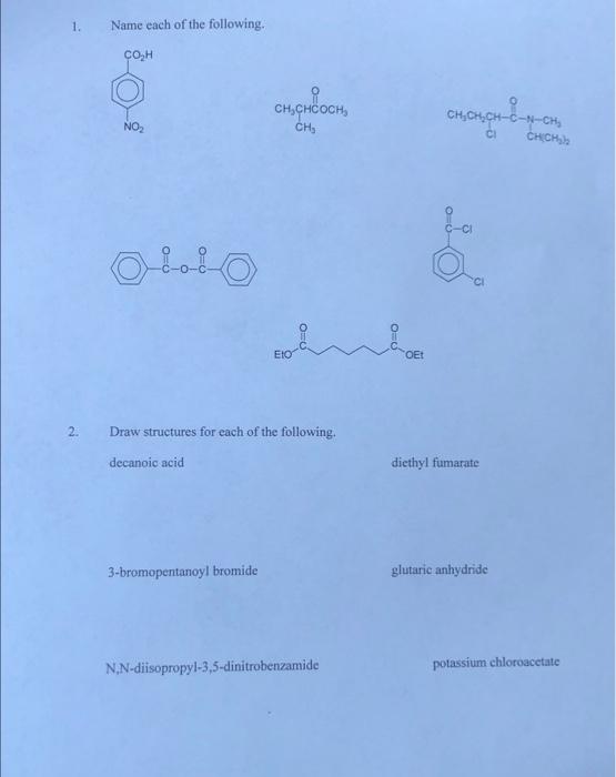 Solved 1. Name each of the following. 2. Draw structures for | Chegg.com