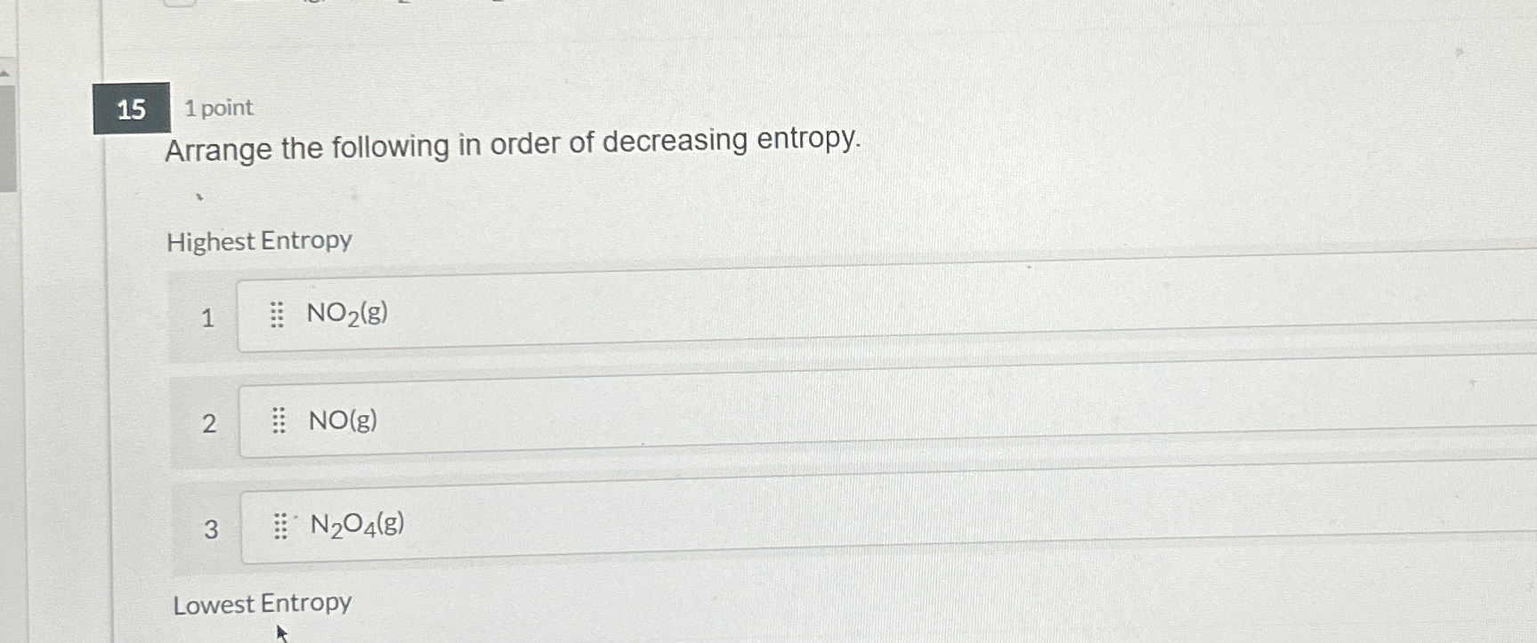 Solved 151 ﻿pointArrange the following in order of | Chegg.com