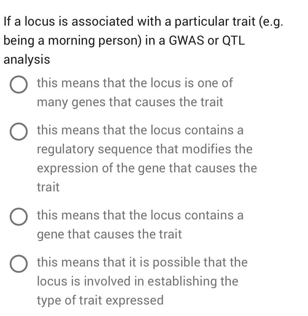 Solved If a locus is associated with a particular trait | Chegg.com