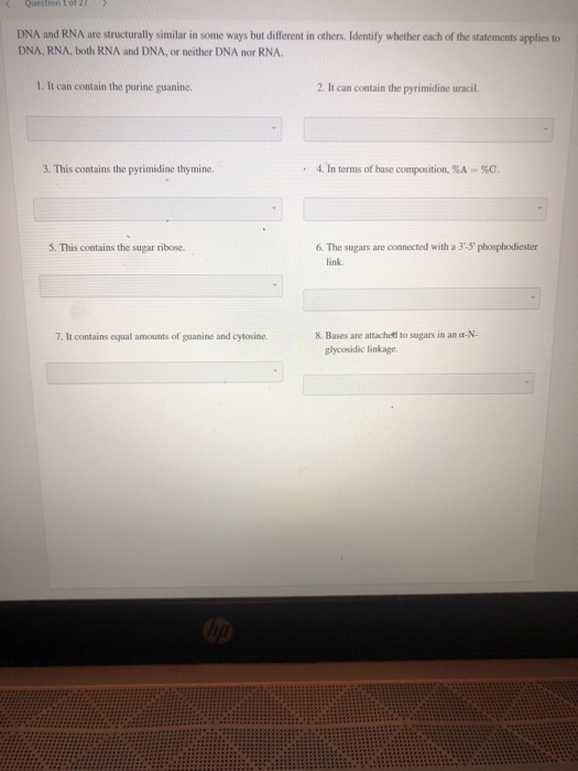 Solved Question of 21 DNA and RNA are structurally similar | Chegg.com