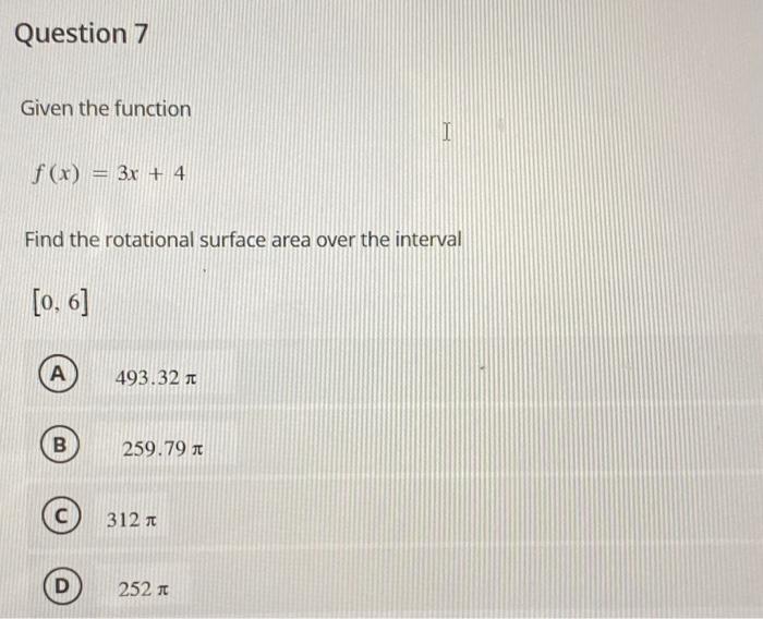 Solved Question 7 Given the function f(x) = 3x + 4 Find the | Chegg.com