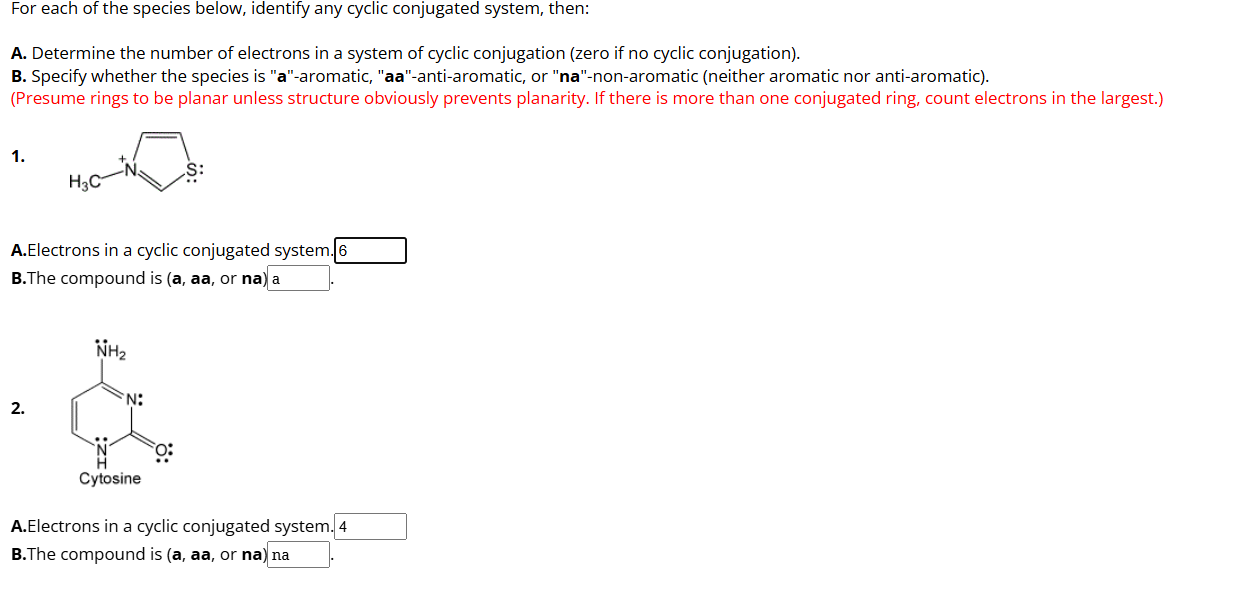 Solved For each of the species below, identify any cyclic | Chegg.com