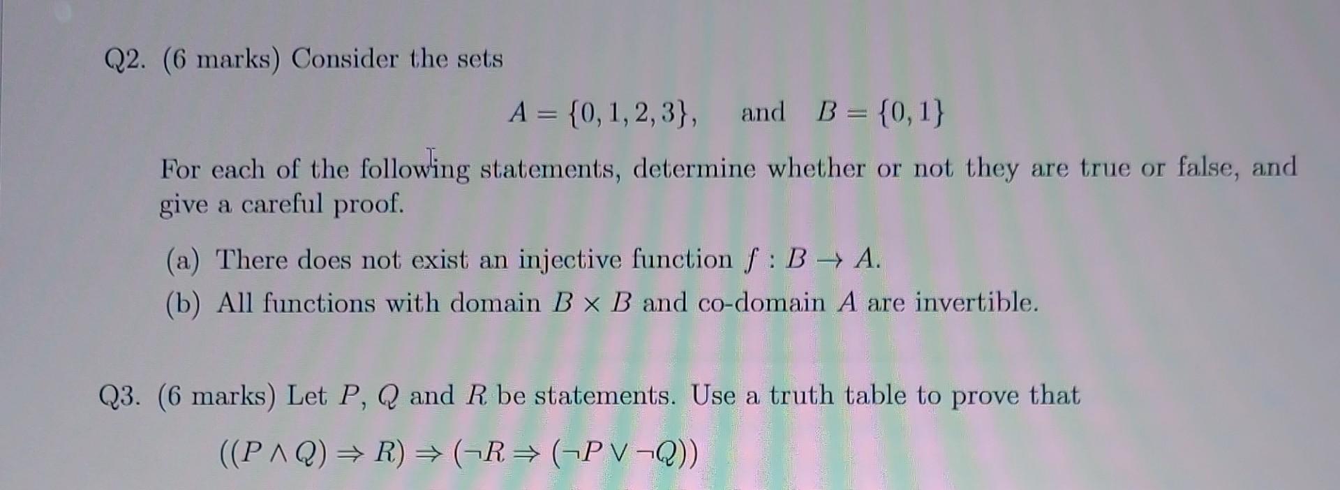 Solved Q2. (6 marks) Consider the sets A={0,1,2,3}, and | Chegg.com Solved Q2. (6 marks) Consider the sets A={0,1,2,3}, and | Chegg.com