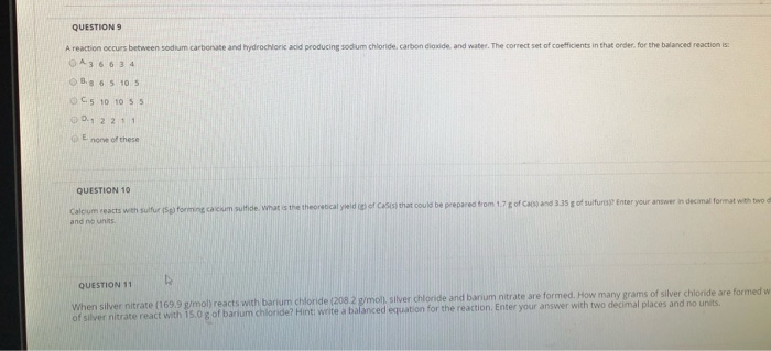 Solved QUESTION 9 Areaction cours between so o rt chod | Chegg.com