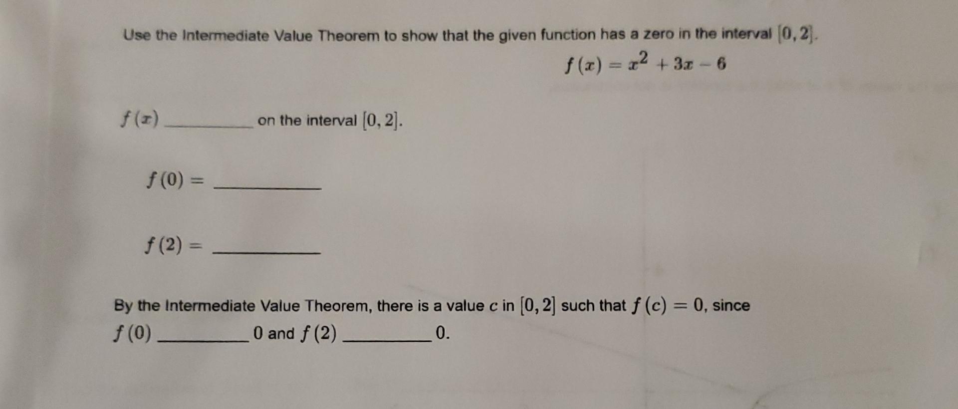 Solved Use the Intermediate Value Theorem to show that the | Chegg.com