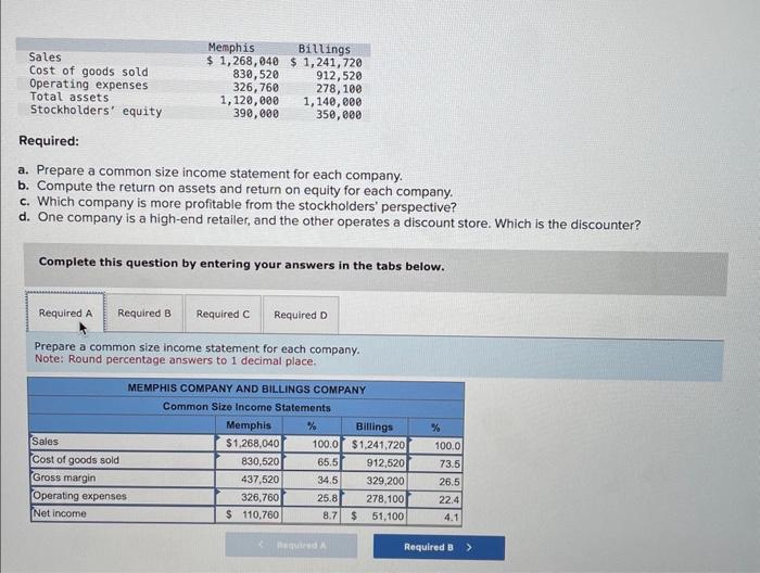 Solved Required: a. Prepare a common size income statement | Chegg.com