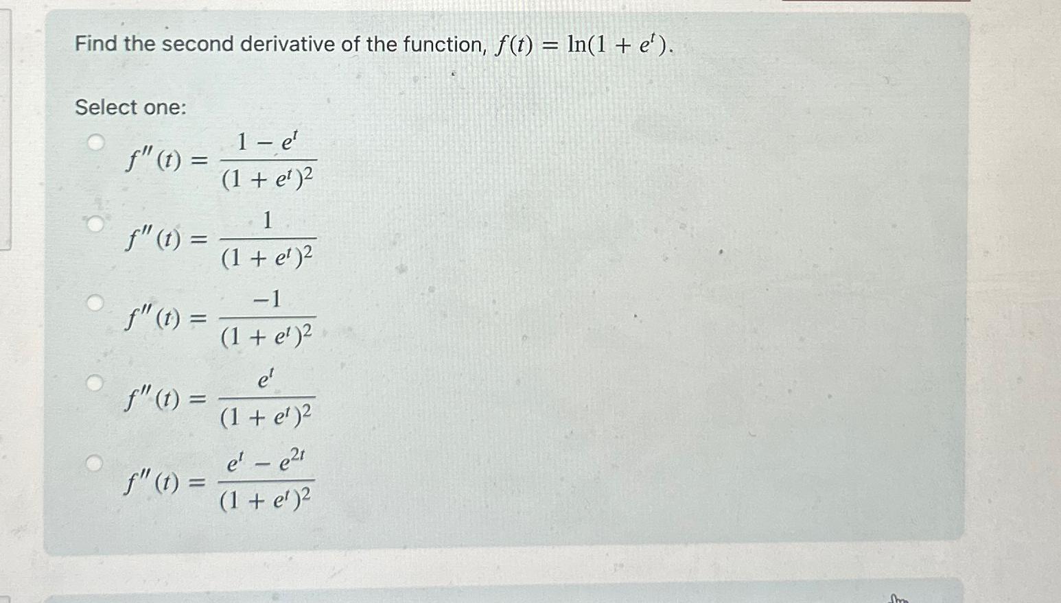 Solved Find the second derivative of the function, | Chegg.com