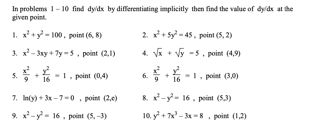 Solved Only question 10 ﻿please In problems 1-10 ﻿find dydx | Chegg.com