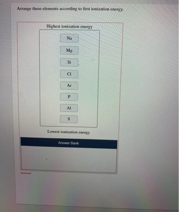 Solved Arrange these elements according to first ionization | Chegg.com