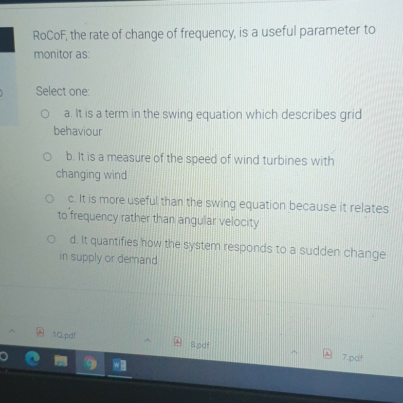 Solved ROCOF, the rate of change of frequency, is a useful | Chegg.com