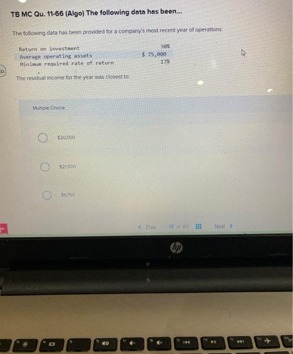 Solved TB MC Qu. 11-66 (Algo) The following data has been... | Chegg.com Solved TB MC Qu. 11-66 (Algo) The following data has been... | Chegg.com