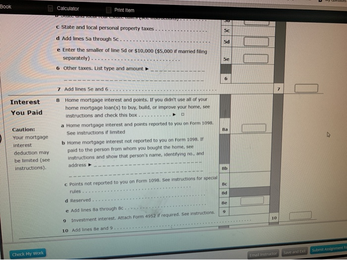 Instructions Form 1040 Schedule 1 Schedule A Form | Chegg.com