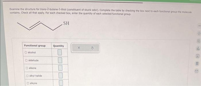 Solved Examine the structure for trans-2-butene-1-thiol. | Chegg.com