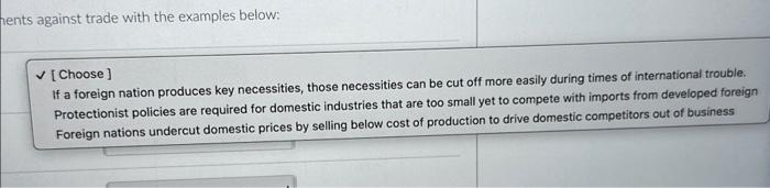 Solved Match the following arguments against trade with the | Chegg.com