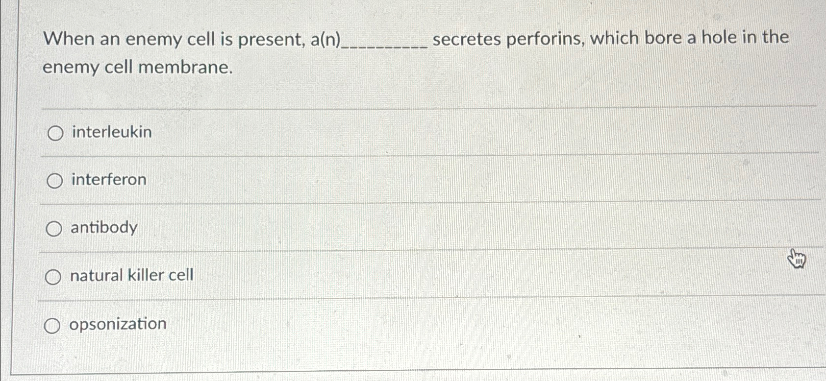 Solved When an enemy cell is present, a(n) ﻿secretes | Chegg.com