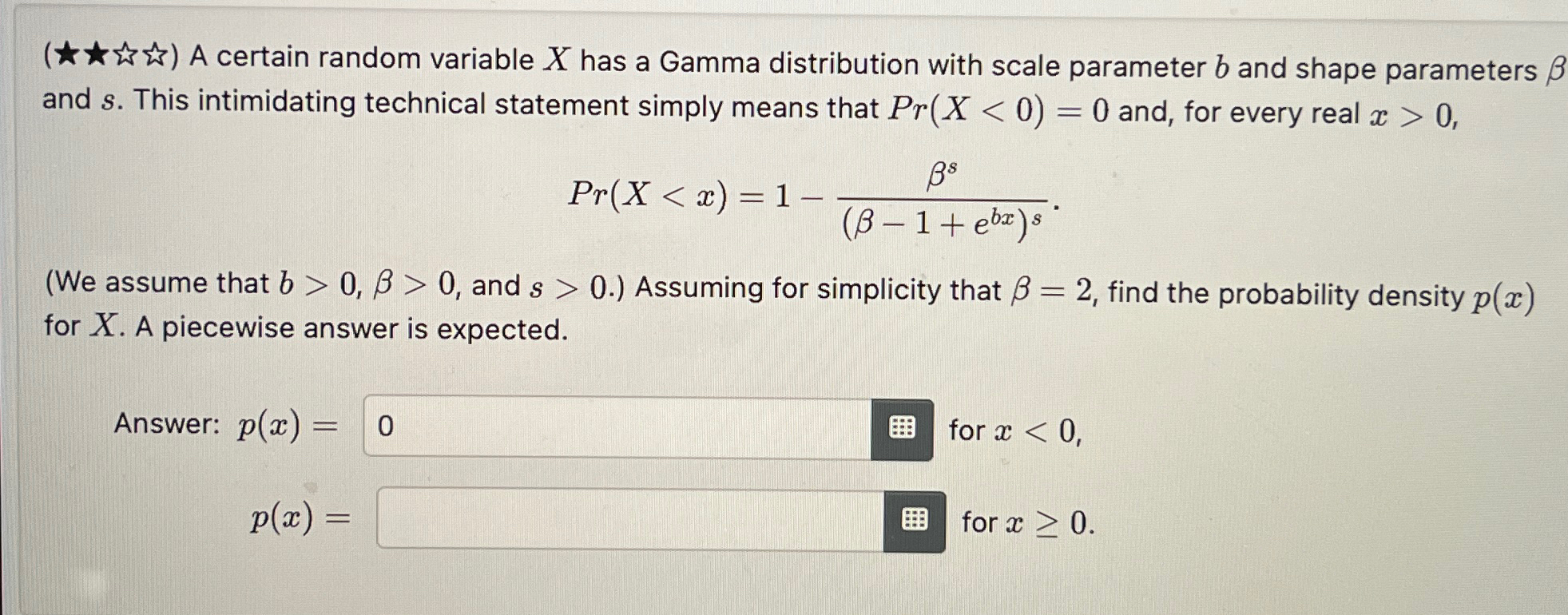 Solved ( ******ℏϖ ﻿A certain random variable x ﻿has a Gamma | Chegg.com