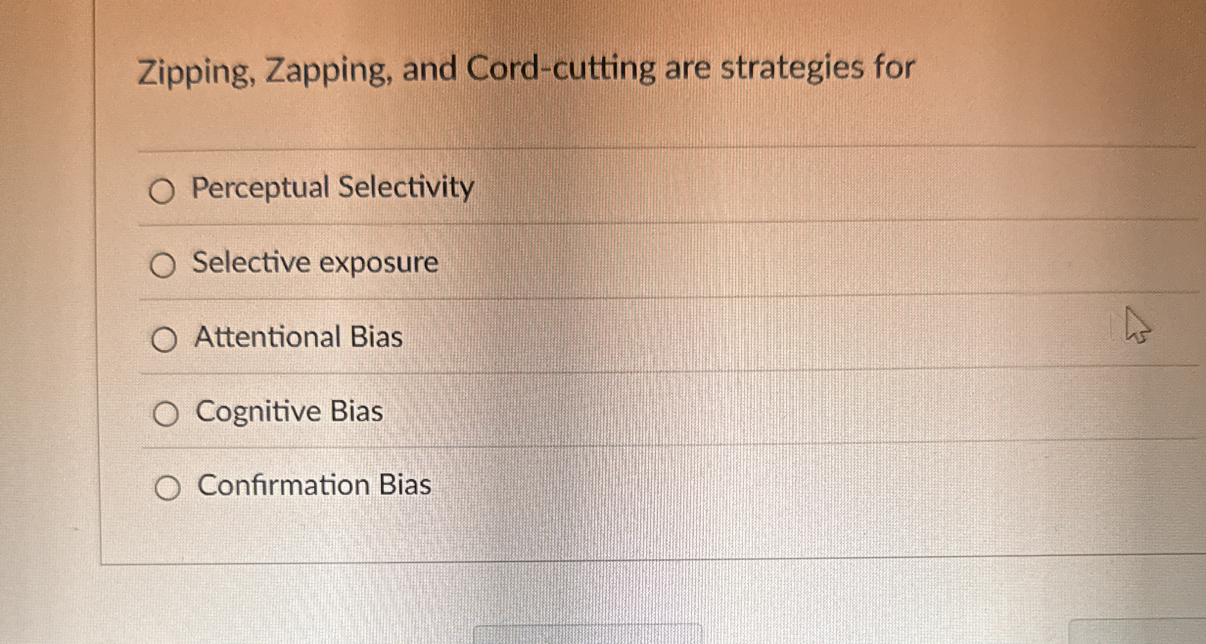 Solved Zipping, Zapping, and Cord-cutting are strategies | Chegg.com