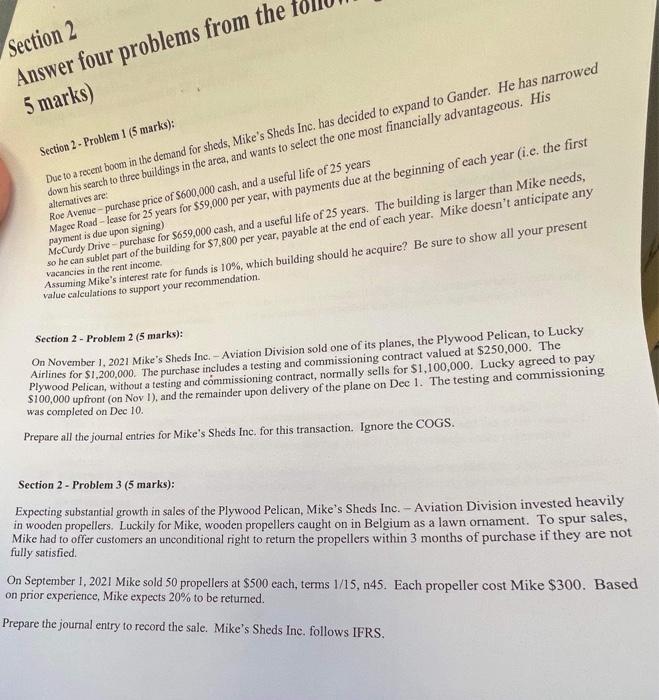 Solved section 2 Section 2-Problem 1 ( 5 marks): Ducto a | Chegg.com
