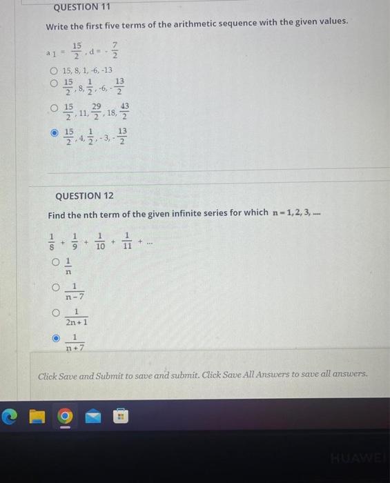 Solved Write the first five terms of the arithmetic sequence | Chegg.com