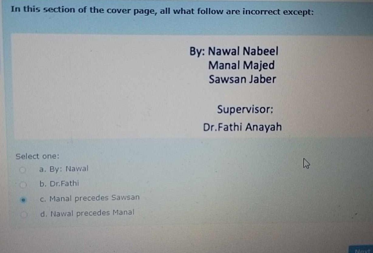 In this section of the cover page, all what follow | Chegg.com
