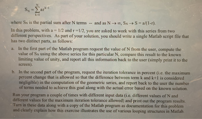 Solved Problem #3: Geometric Series A geometric series is a | Chegg.com