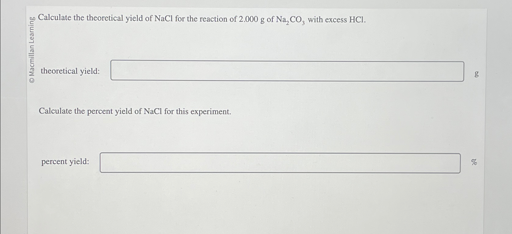 Solved Calculate the theoretical yield of NaCl for the | Chegg.com