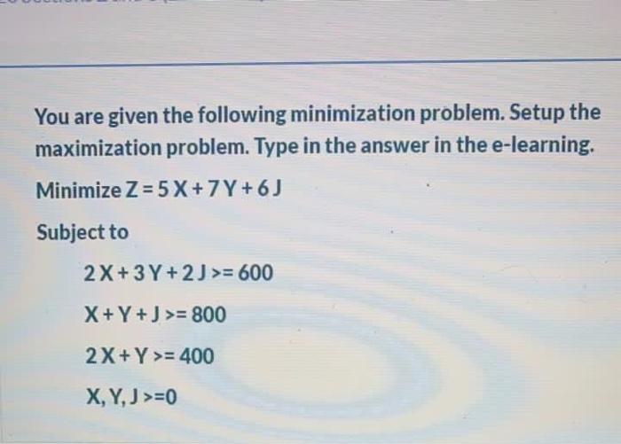 Solved You are given the following minimization problem. | Chegg.com