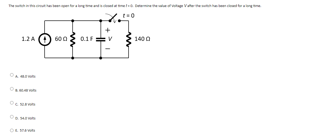 Solved The switch in this circuit has been open for a long | Chegg.com