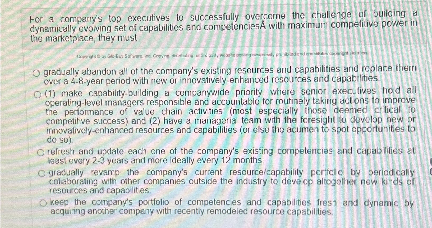 Solved For a company's top executives to successfully | Chegg.com