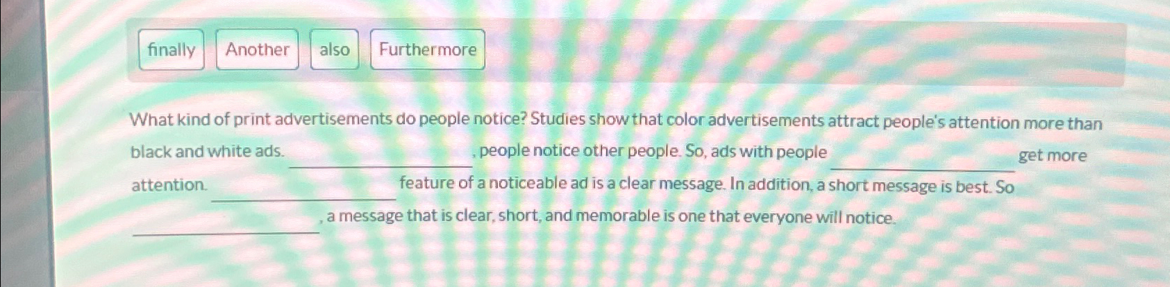 Solved finallyAnotherWhat kind of print advertisements do | Chegg.com