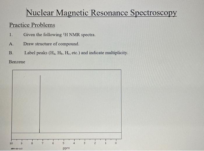 Solved Nuclear Magnetic Resonance Spectroscopy Practice | Chegg.com