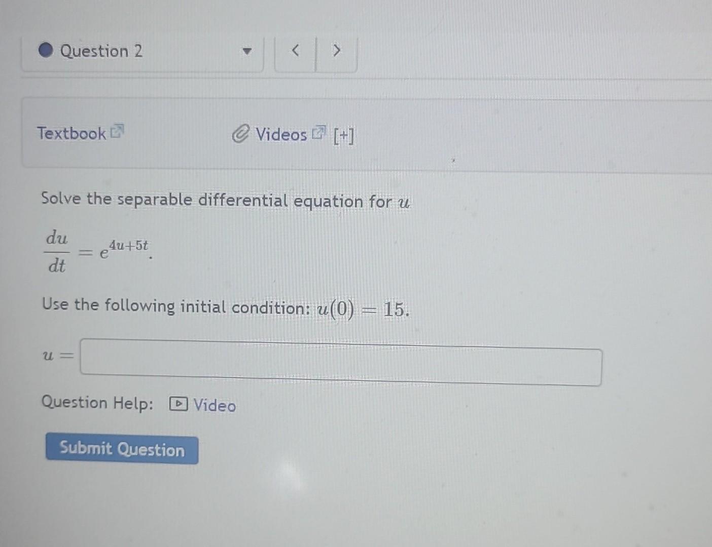Solved Solve the separable differential equation for u | Chegg.com