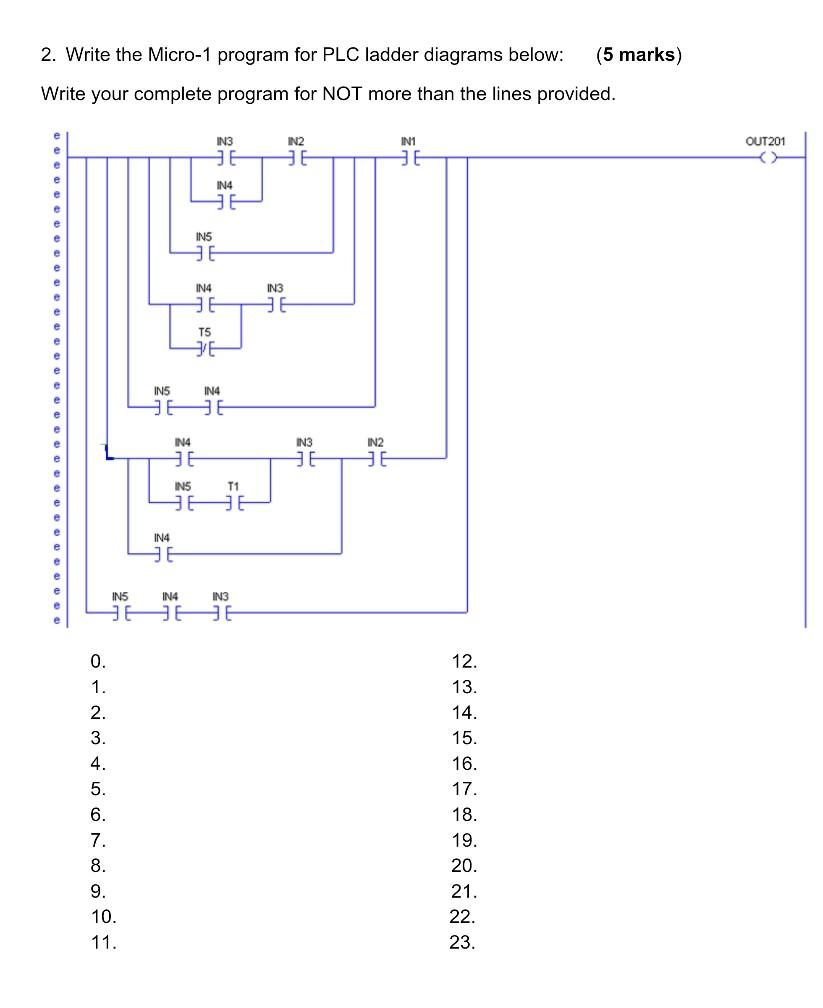 Solved 2. Write the Micro-1 program for PLC ladder diagrams | Chegg.com