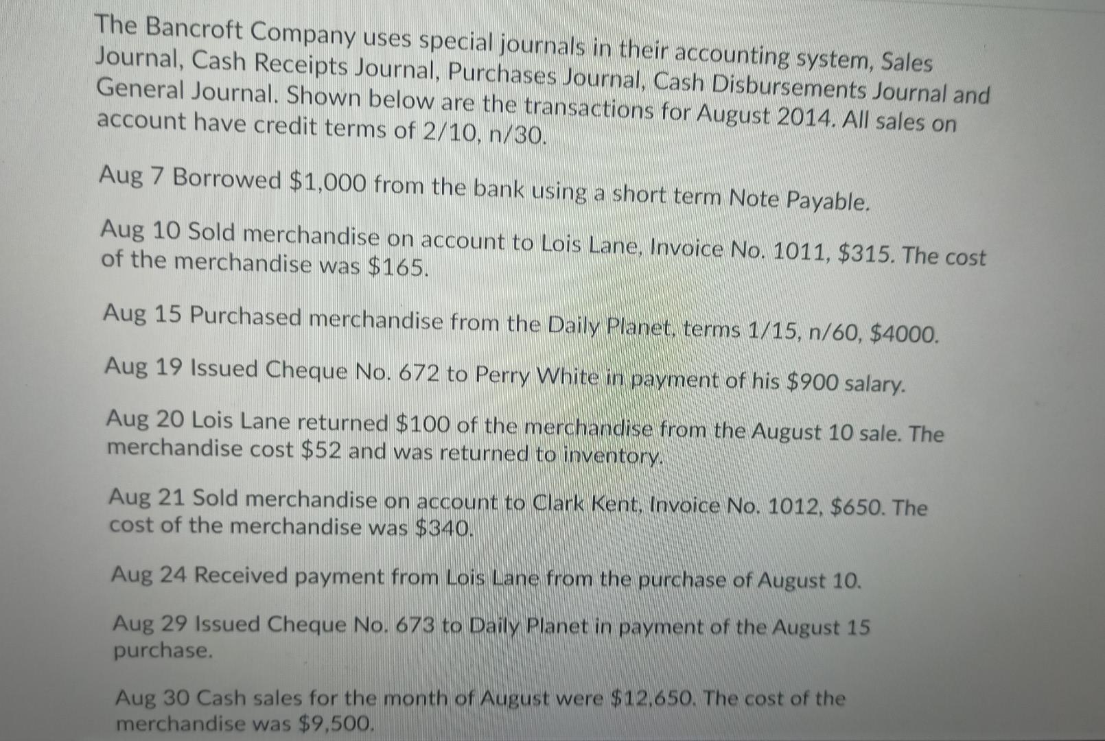 Solved Required:- 1. Record the August transactions that | Chegg.com