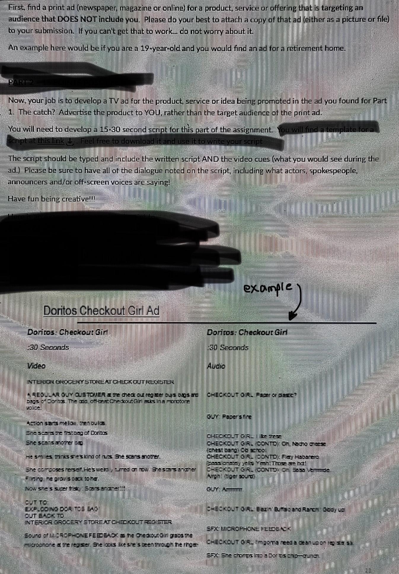 Solved All i need is an example like the one at the bottom, | Chegg.com