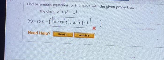 Solved Find parametric equations for the curve with the | Chegg.com