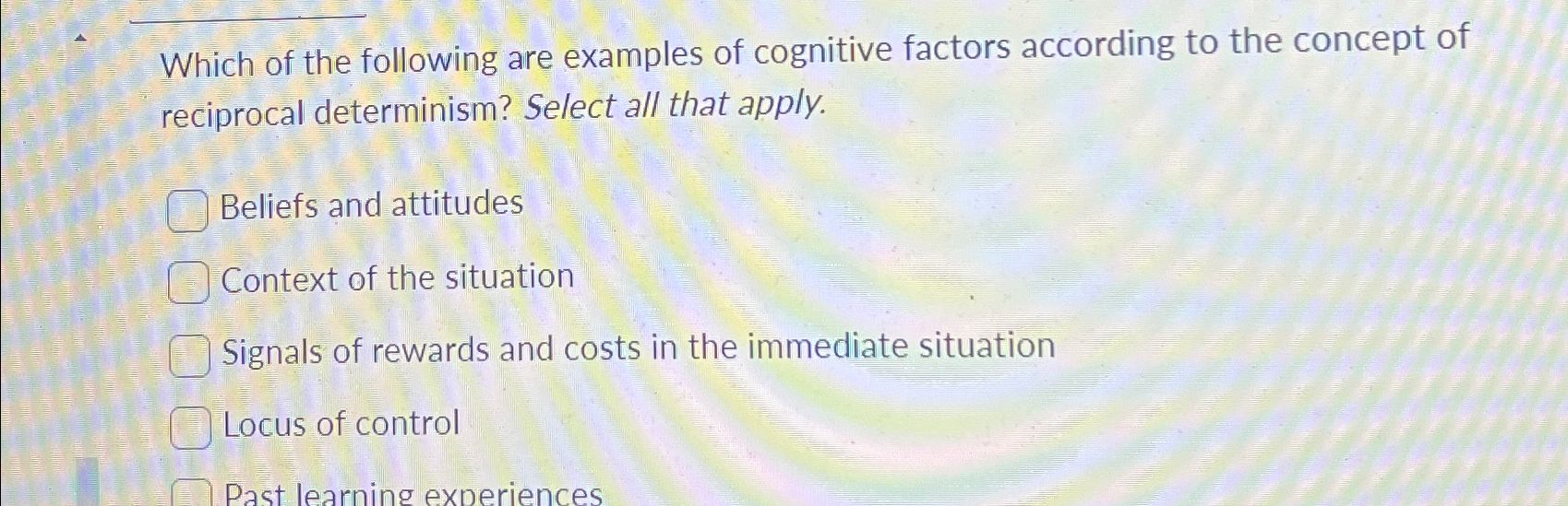 Solved Which of the following are examples of cognitive | Chegg.com